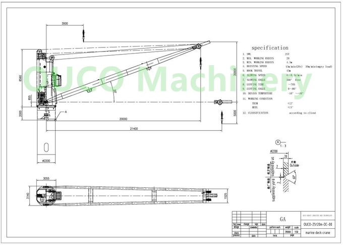 25t 20m Marine Davits And Cranes Customized Knuckle Boom Series