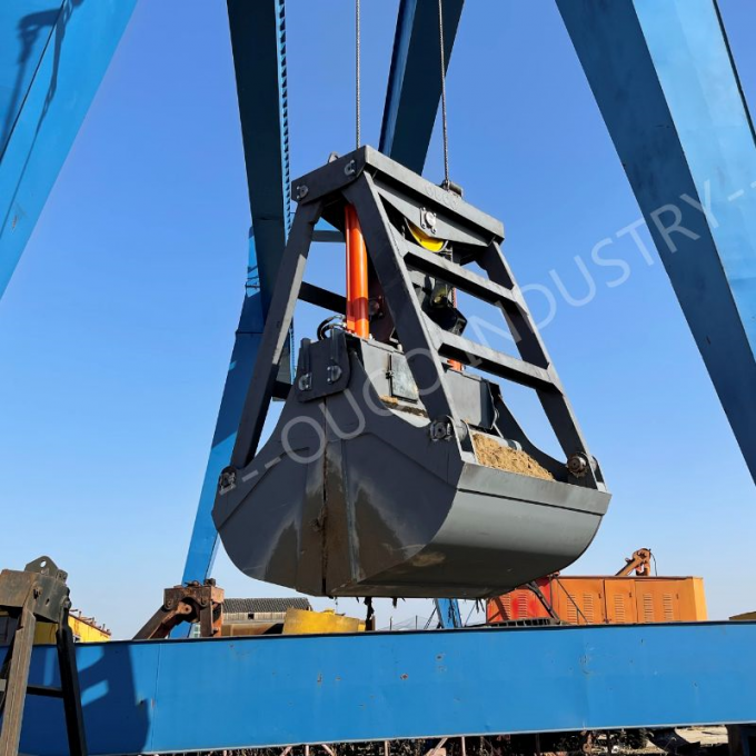 Wireless Remote Control Overhead Crane Grab Bucket 3 Cbm 2 Rope