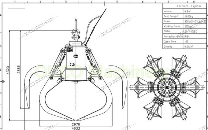 Electro Hydraulic Cactus Grab Bucket High Capacity For Irregular Bulk ...