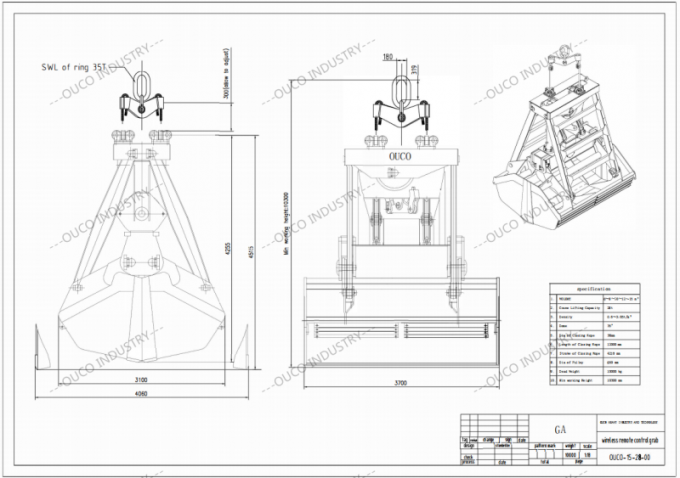 15 CBM Wireless Radio Remote Control clamsheel Grab Bucket Q345